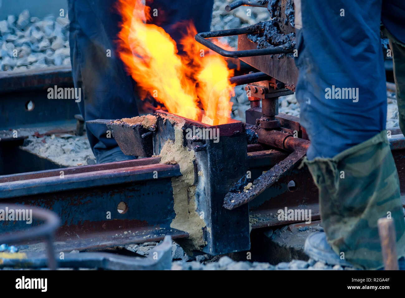 Welding fire at construction site outdoors close Stock Photo - Alamy