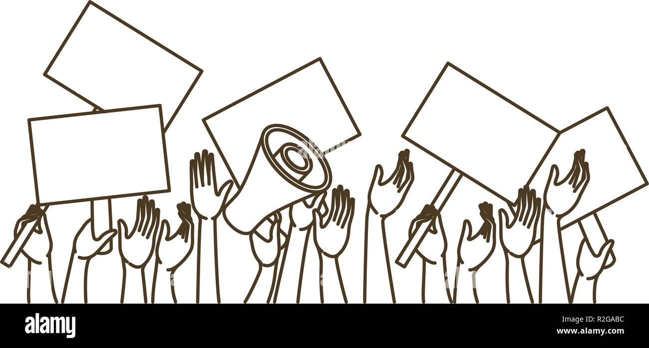 hands with protest sign isolated icon Stock Vector Image & Art - Alamy