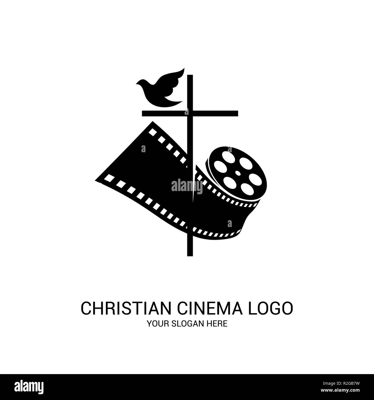 Christian cinema logo. Symbols of movies and videos for the ministry ...