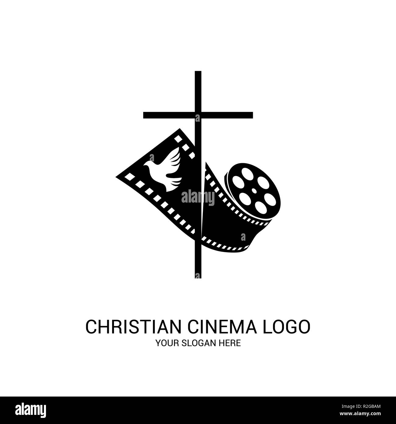 Christian cinema logo. Symbols of movies and videos for the ministry ...