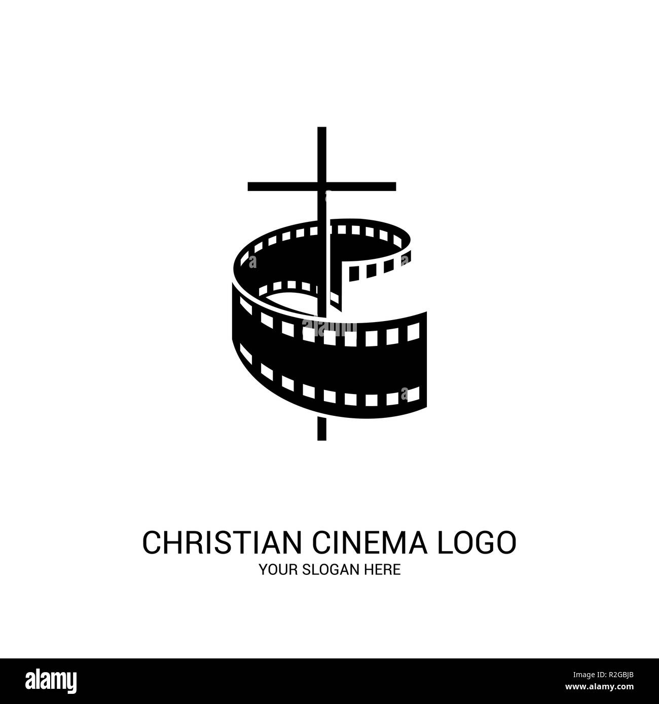 Christian cinema logo. Symbols of movies and videos for the ministry ...