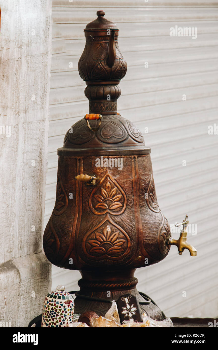 Traditional samovar for tea in the view Stock Photo - Alamy