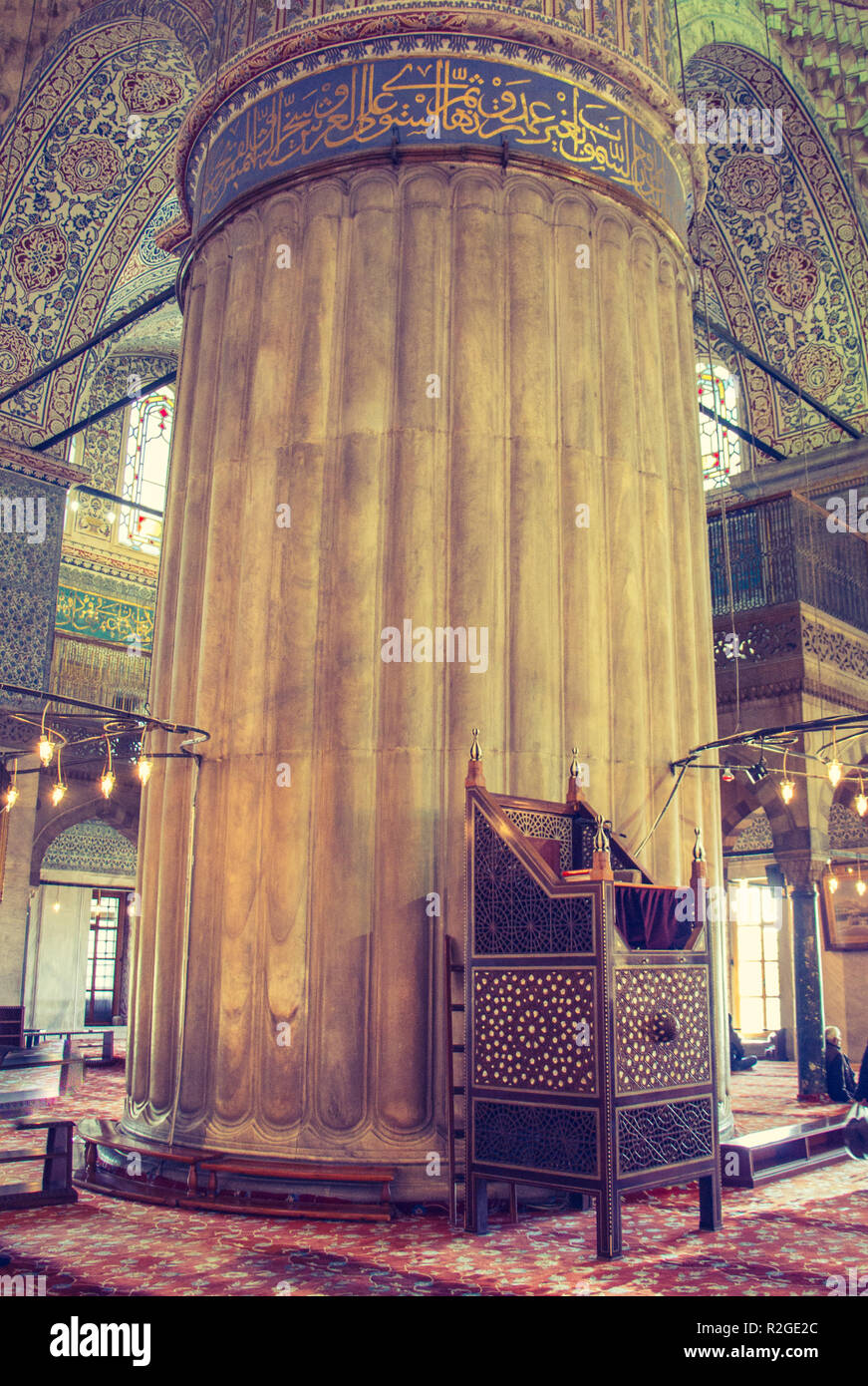 Interior of Ottoman style mosque with a huge pillars and arches Stock ...