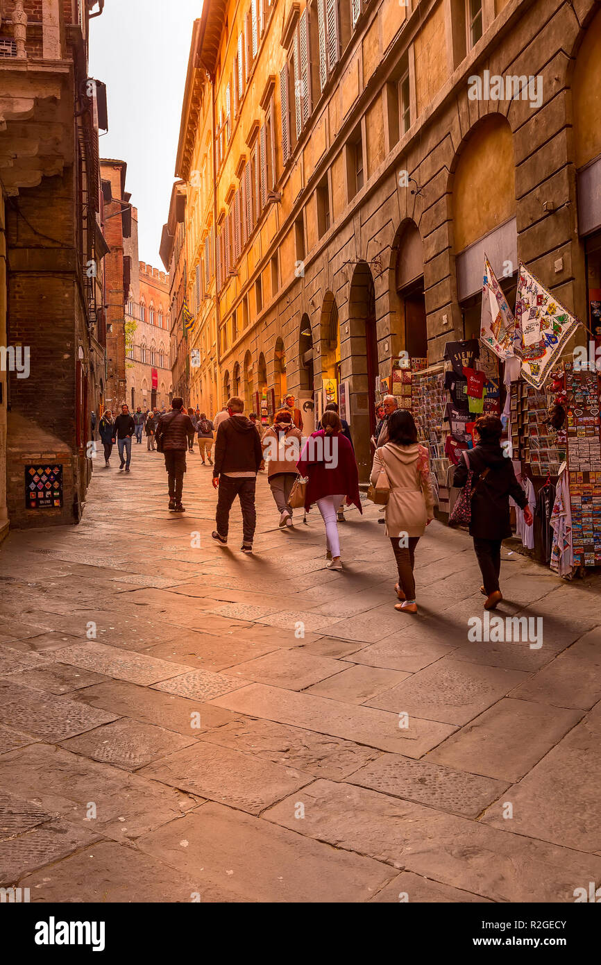 Siena, Italy - October 25, 2018: Landmark of Tuscany Siena medeival ...