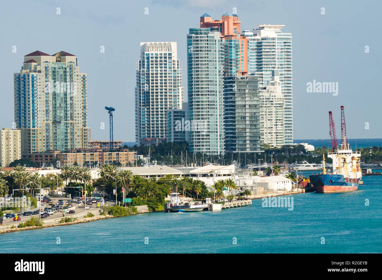 Aerial view miami city waterfront hi-res stock photography and images ...