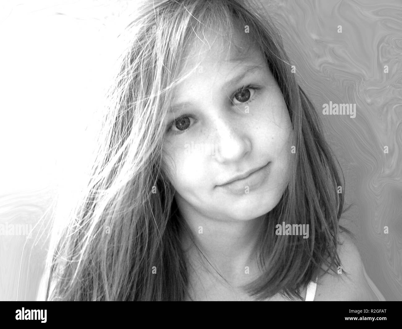 Profile view of girl Black and White Stock Photos & Images - Alamy