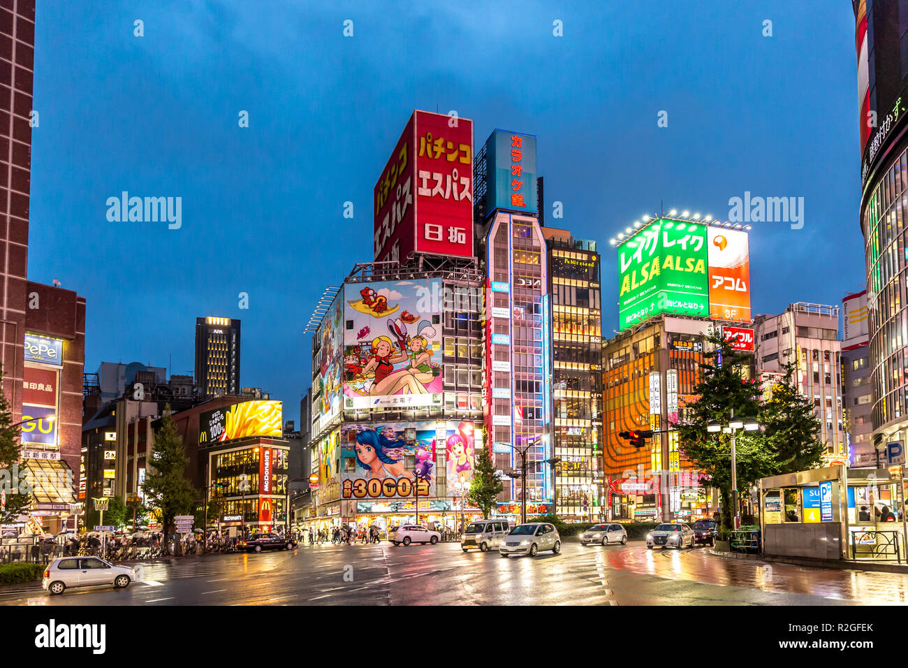 Tokyo, Japan - Sep 28th 2018 - A colorful bright corner of a large ...