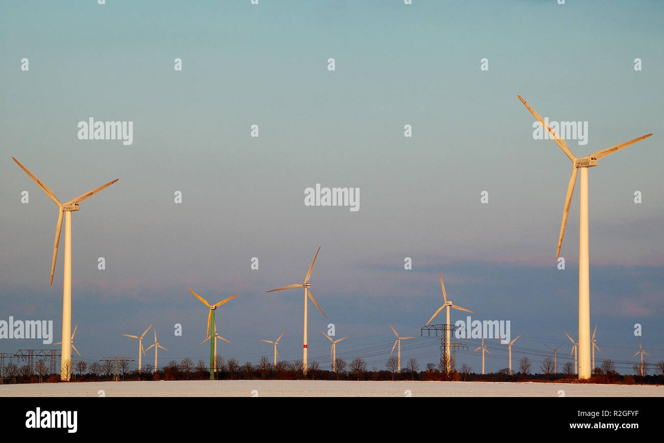 wind park in winter light Stock Photo - Alamy