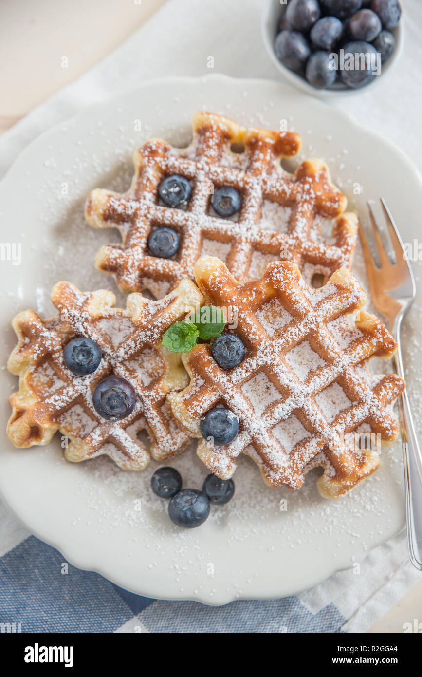 Waffles with fruit Stock Photo - Alamy