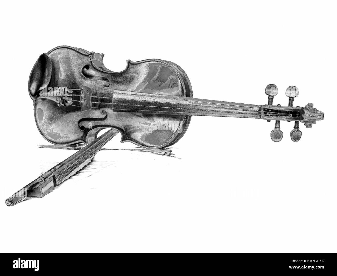 Realistic Violin Drawing