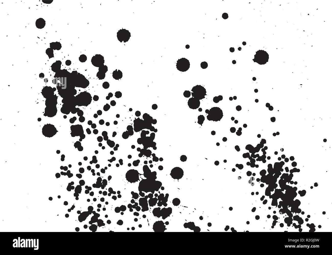 Ink grunge drops texture. Black hand drawn splashes and stains on white ...