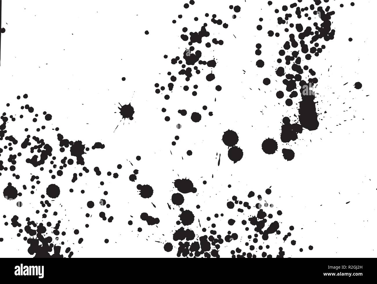 Ink grunge drops texture. Black hand drawn splashes and stains on white ...