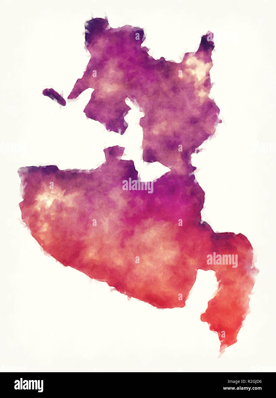 Soccsksargen region watercolor map of the Philippines Stock Photo - Alamy