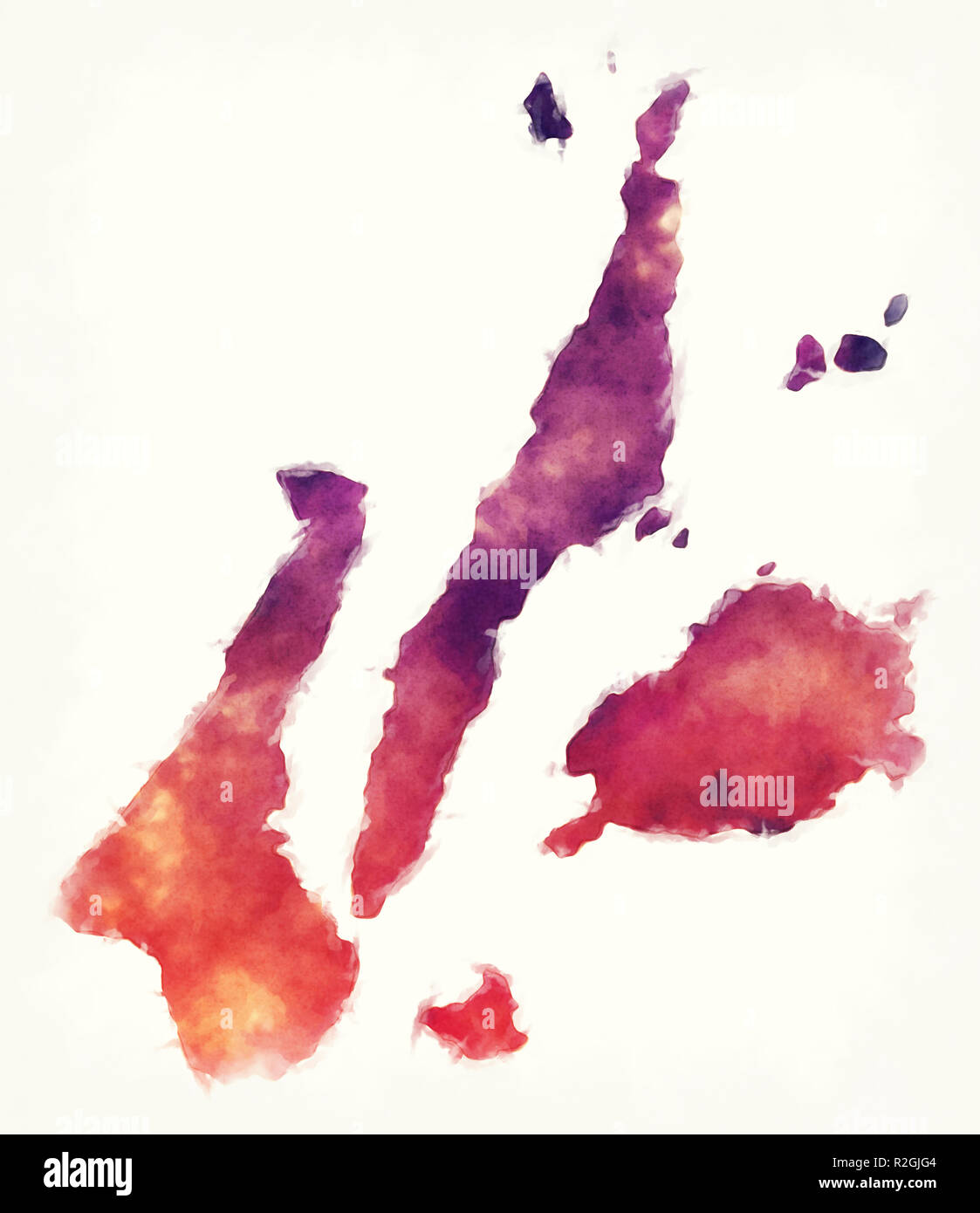 Central Visayas region watercolor map of the Philippines Stock Photo ...