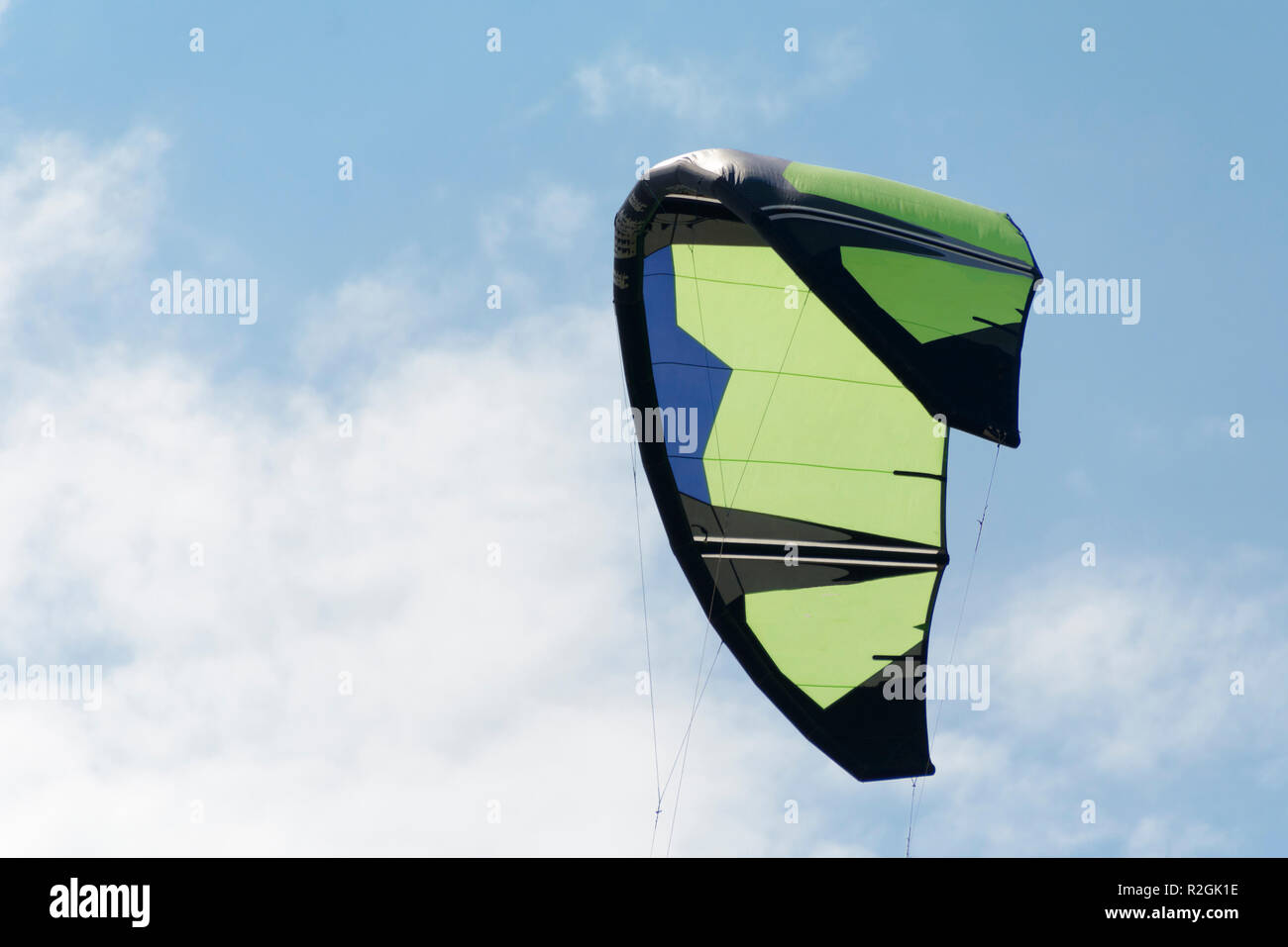Kiteboarding kite close-up blue sky with clouds in background Stock ...