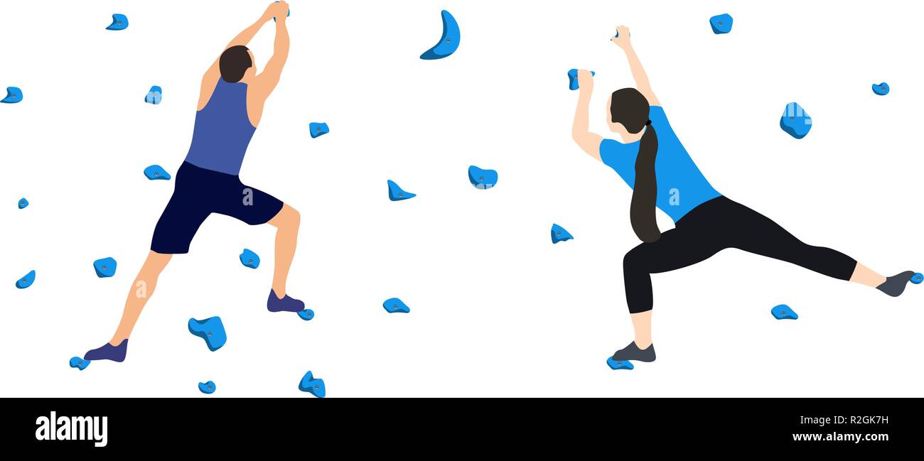 Blue man climbing wall Stock Vector Images - Alamy