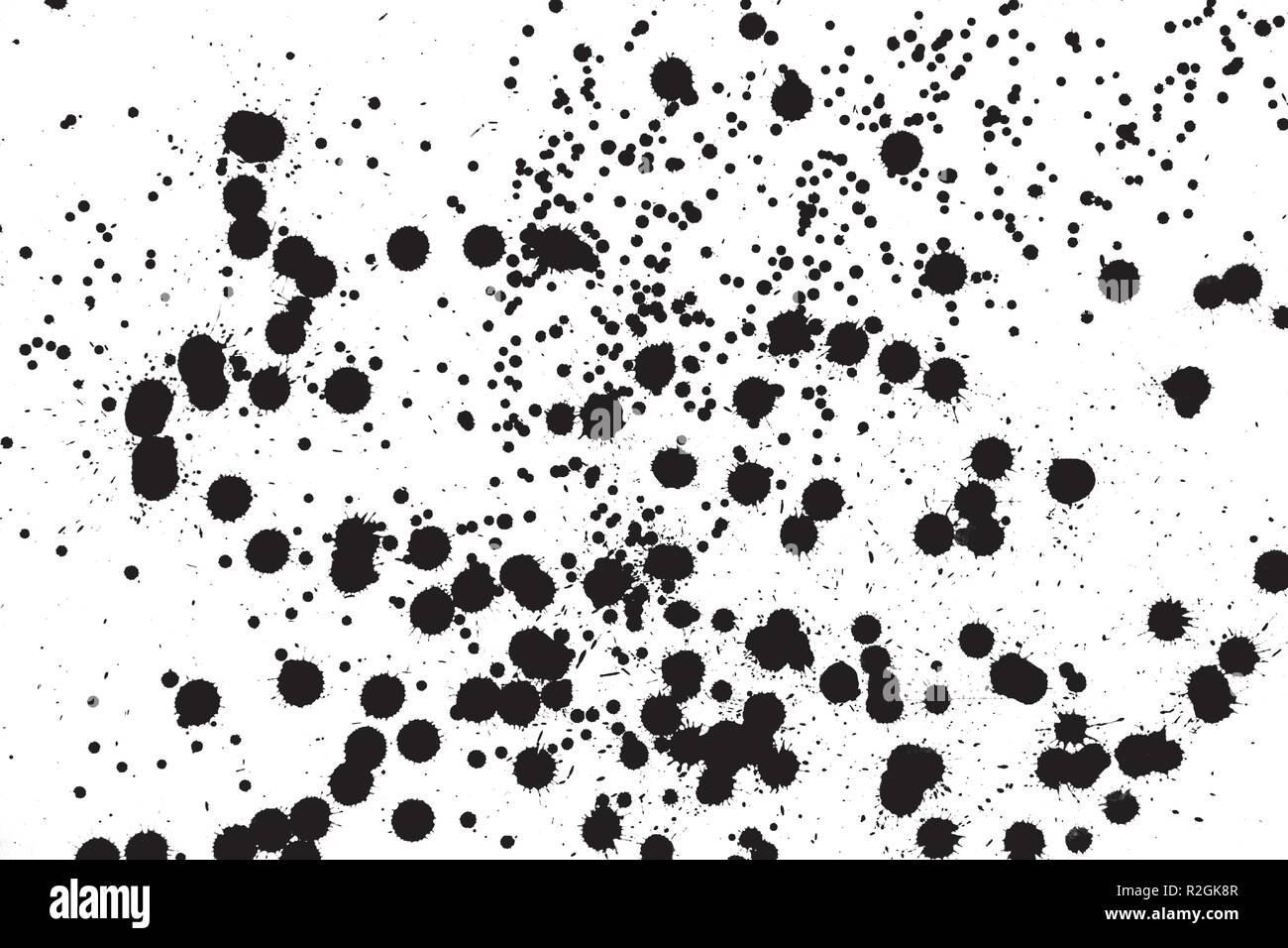 Ink grunge drops texture. Black hand drawn splashes and stains on white ...