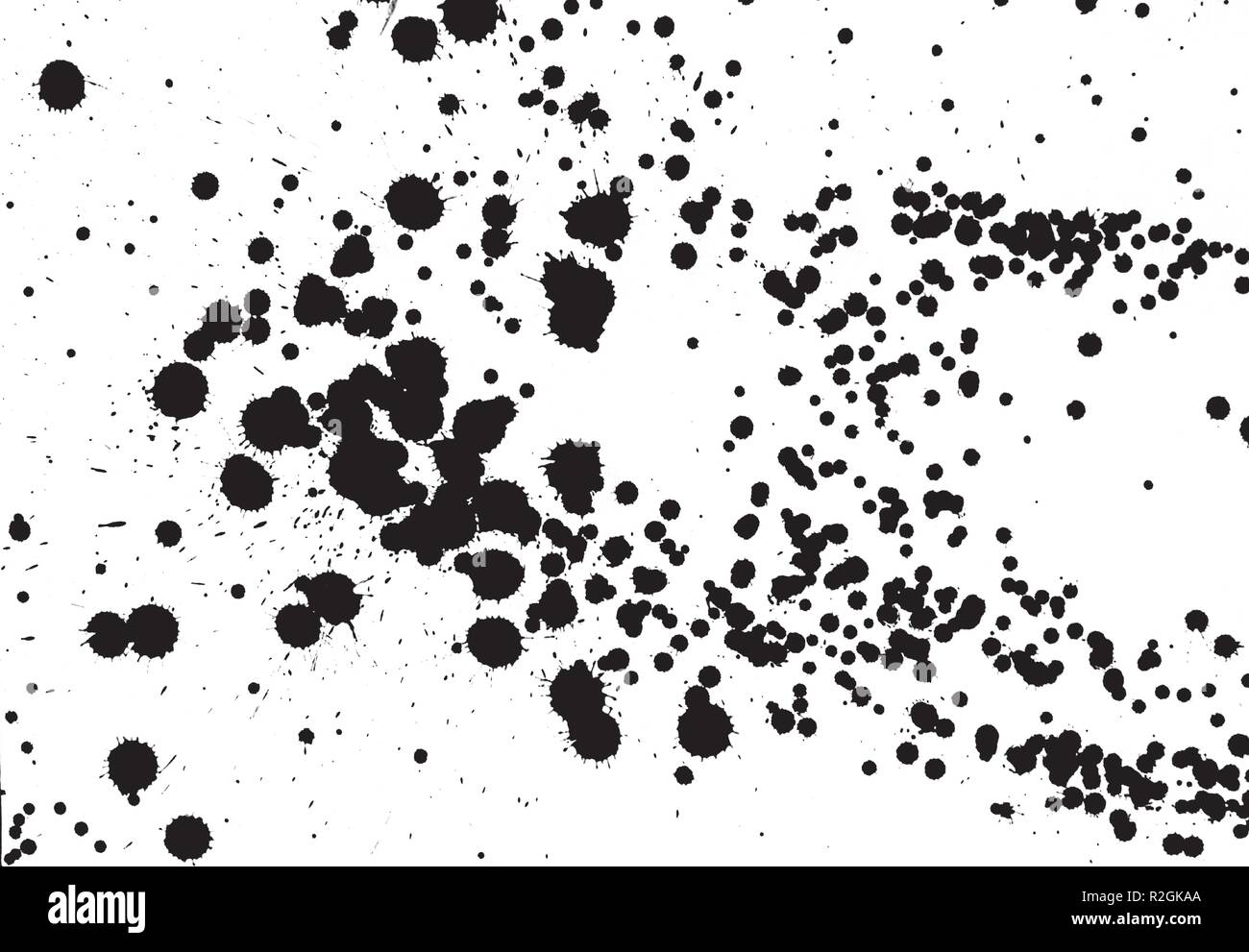 Ink grunge drops texture. Black hand drawn splashes and stains on white ...