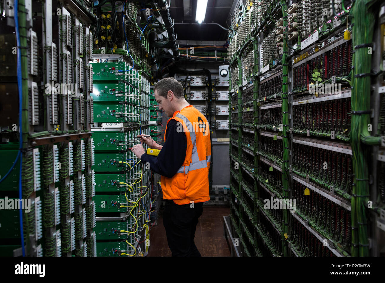 Earl's Court London Underground Station upper relay room, signalling ...