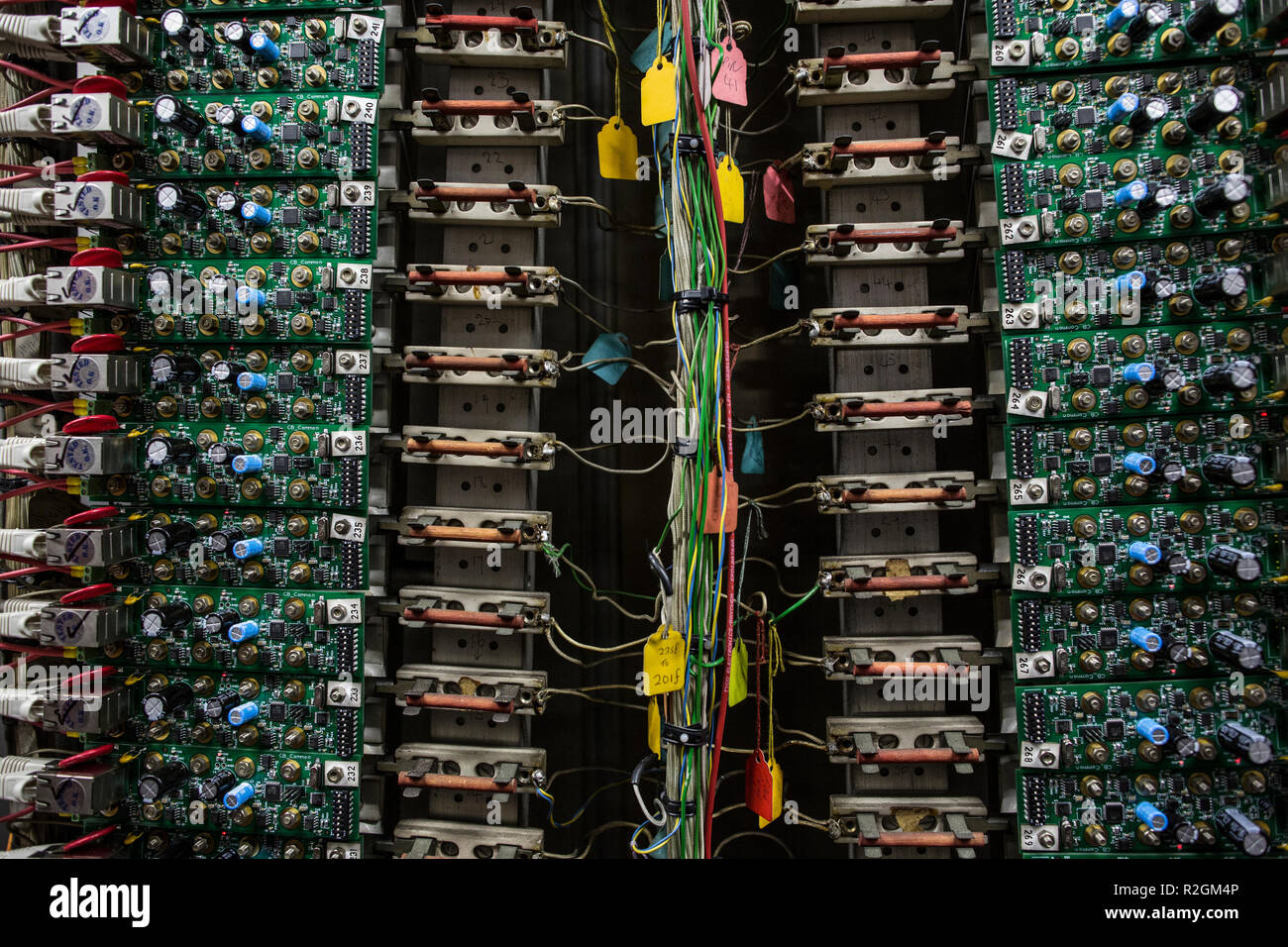 Earl's Court London Underground Station upper relay room, signalling ...