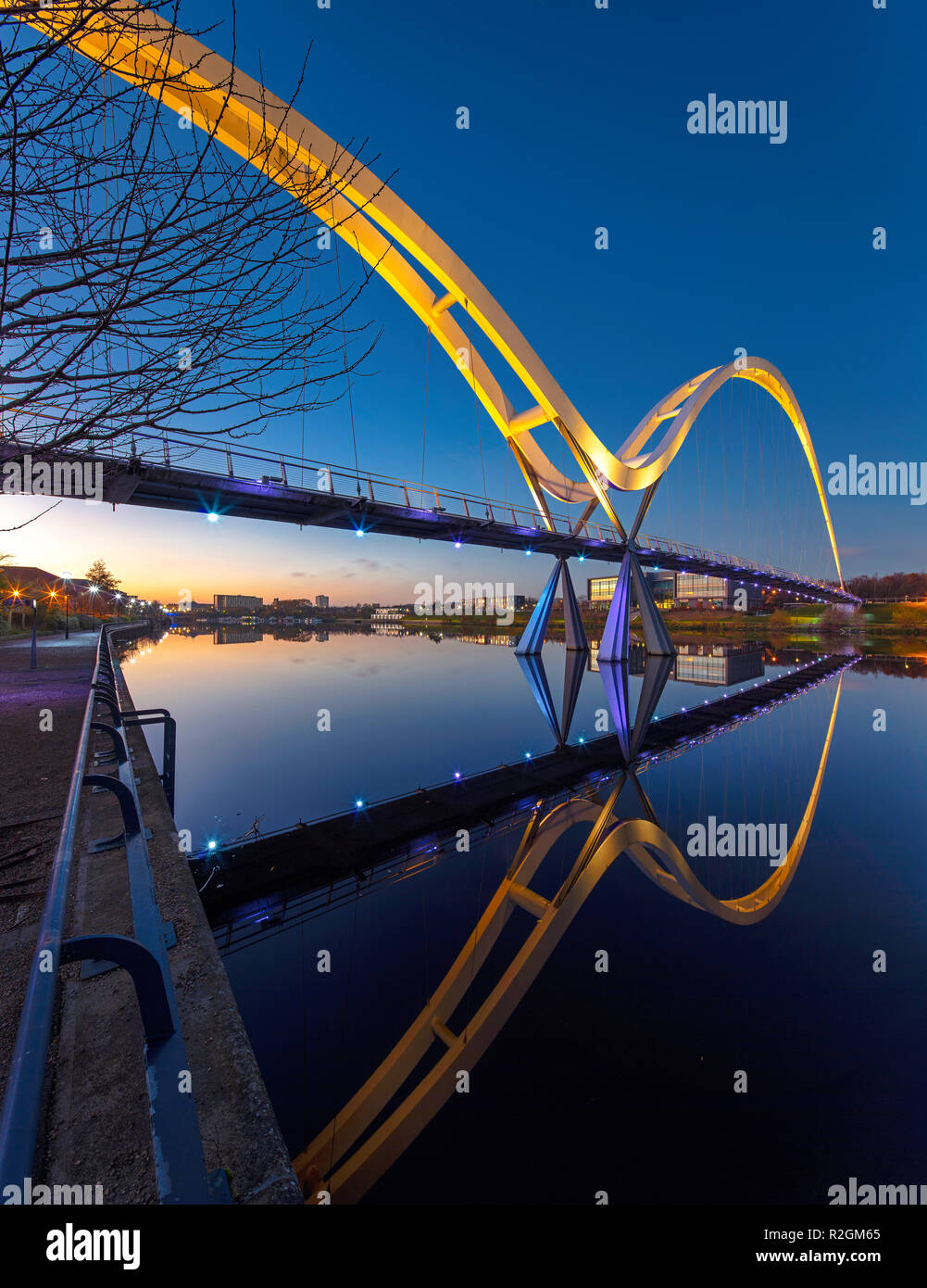 Infinity bridge at dusk, Stockton-on-Tees, Tees Valley, UK Stock Photo ...