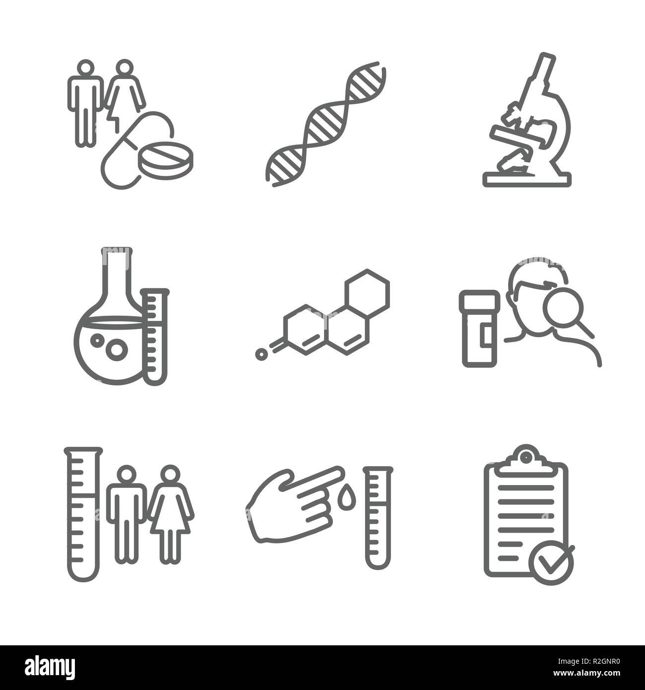 Scientific laboratory line icons Black and White Stock Photos & Images ...