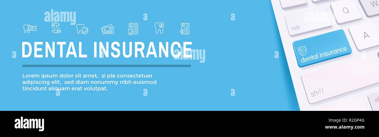 Dental Insurance Web Header Banner - Outline Icons, teeth, premiums ...