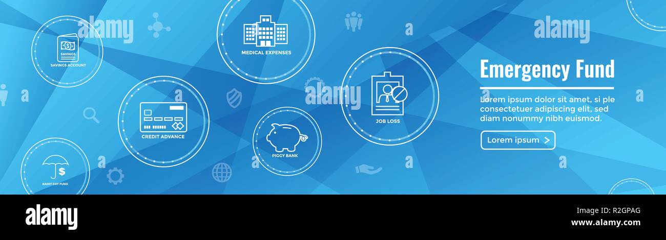 Financial Emergency Fund Icons with Umbrella - Home or House, Car or ...