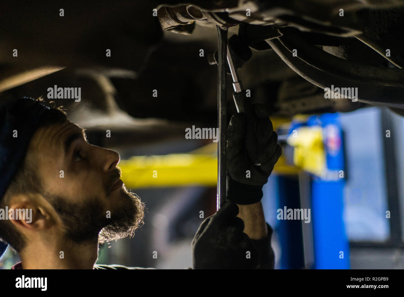 Professional car mechanic fix engine hi-res stock photography and ...