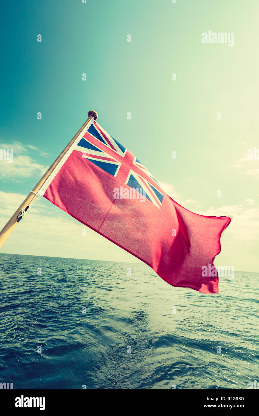 The uk red ensign the british maritime flag flown from yacht sail boat ...