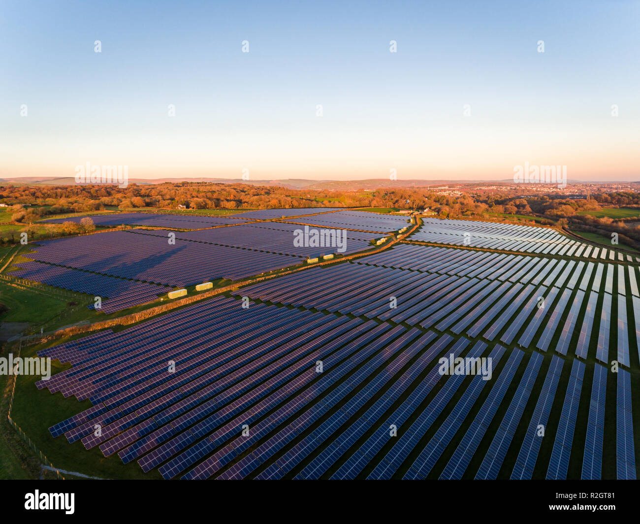 Aerial drone view of solar panels Stock Photo - Alamy