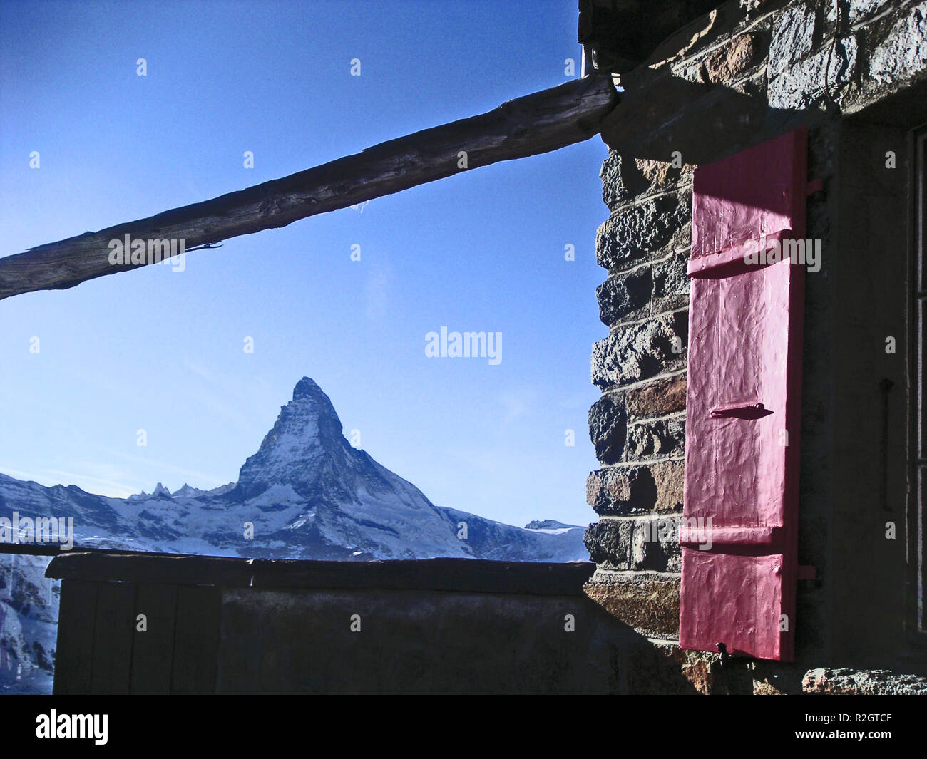 matterhorn from the restaurant fluhalp Stock Photo - Alamy