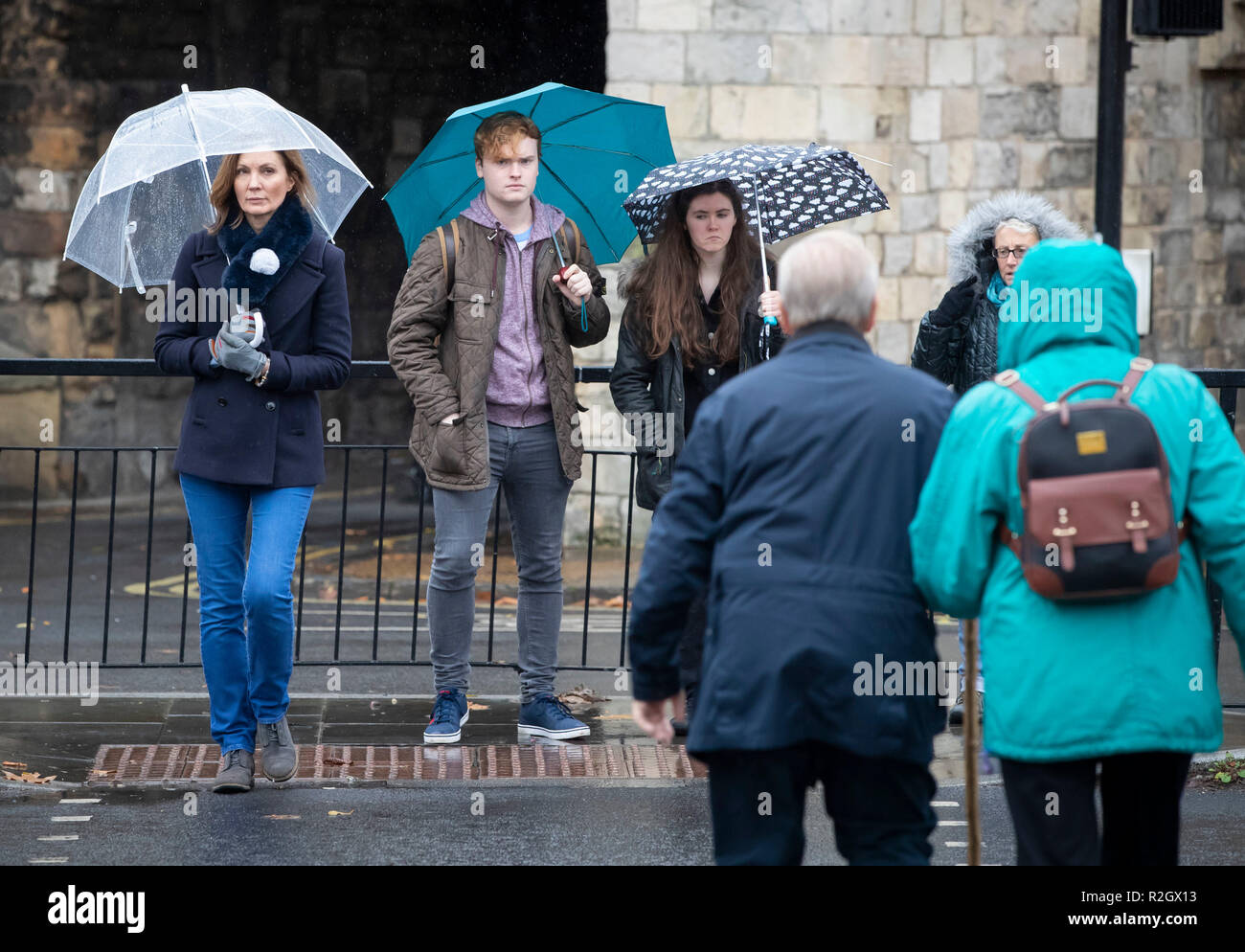 People in bad weather in York , North Yorkshire, as temperatures ...