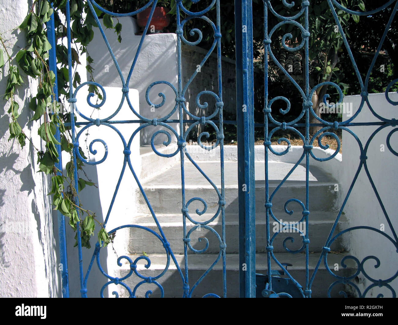 blue garden gate Stock Photo - Alamy