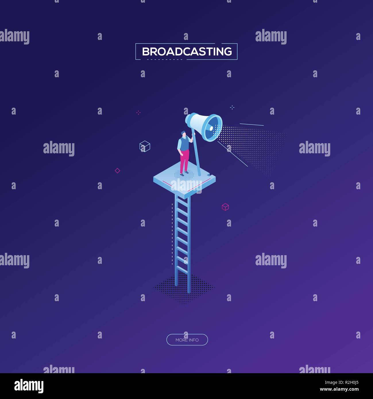 Broadcasting - modern isometric vector illustration, web banner Stock ...