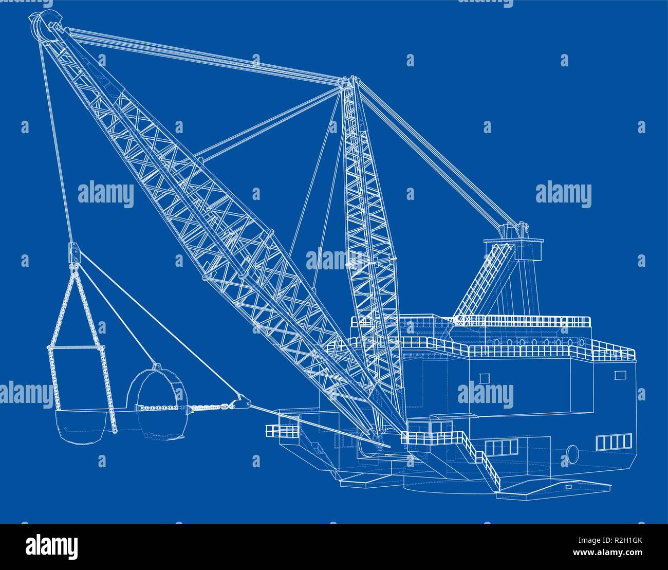 Dragline walking excavator. Vector Stock Vector Image & Art - Alamy