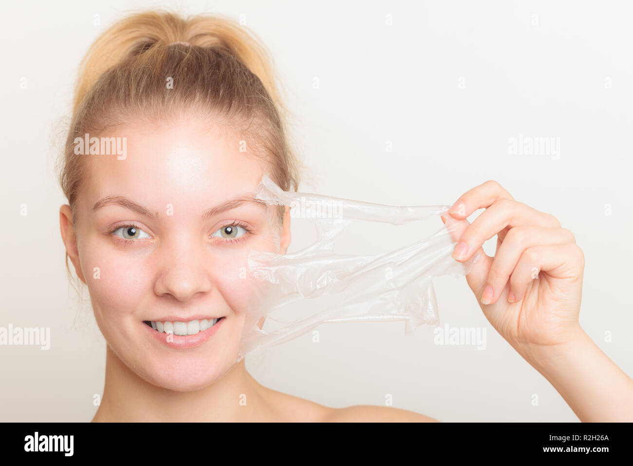 Beauty skin care cosmetics and health concept. Closeup young woman face ...