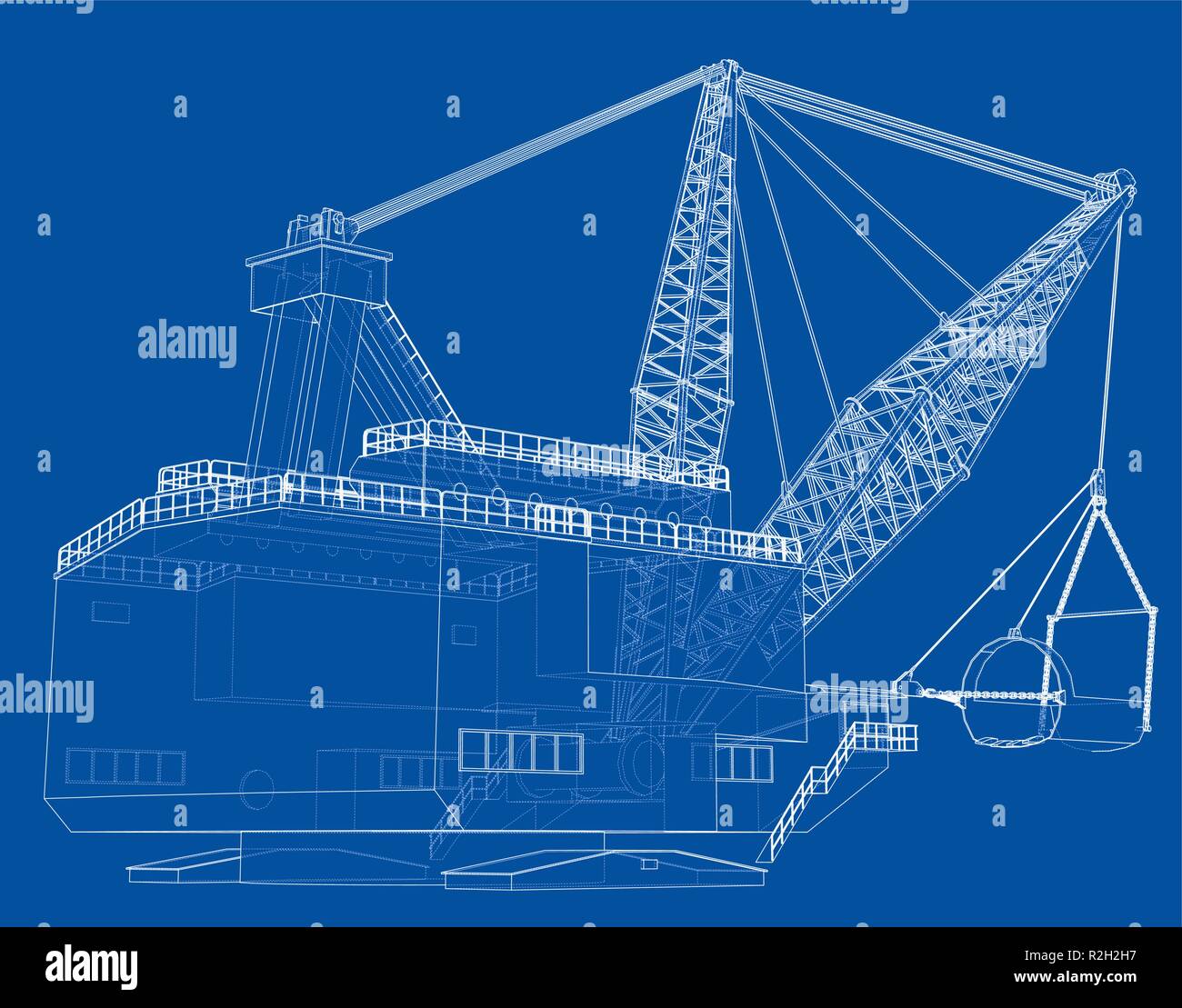 Dragline walking excavator. Vector Stock Vector Image & Art - Alamy