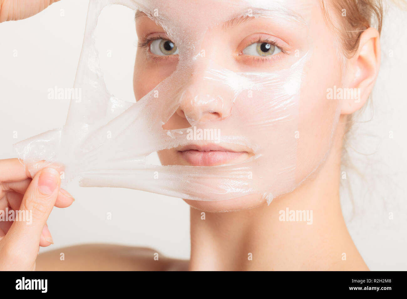 Beauty skin care cosmetics and health concept. Closeup young woman face ...