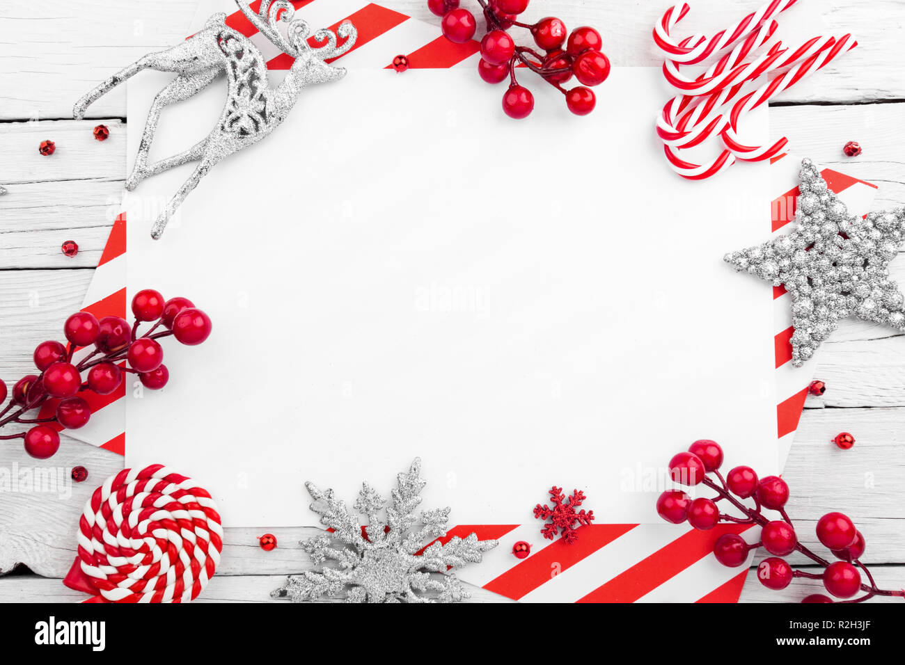 Christmas frame made of decorations. Christmas card Stock Photo - Alamy