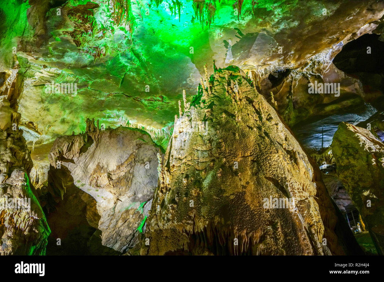 famous prometheus cave near Kutaisi with many stalactites and ...