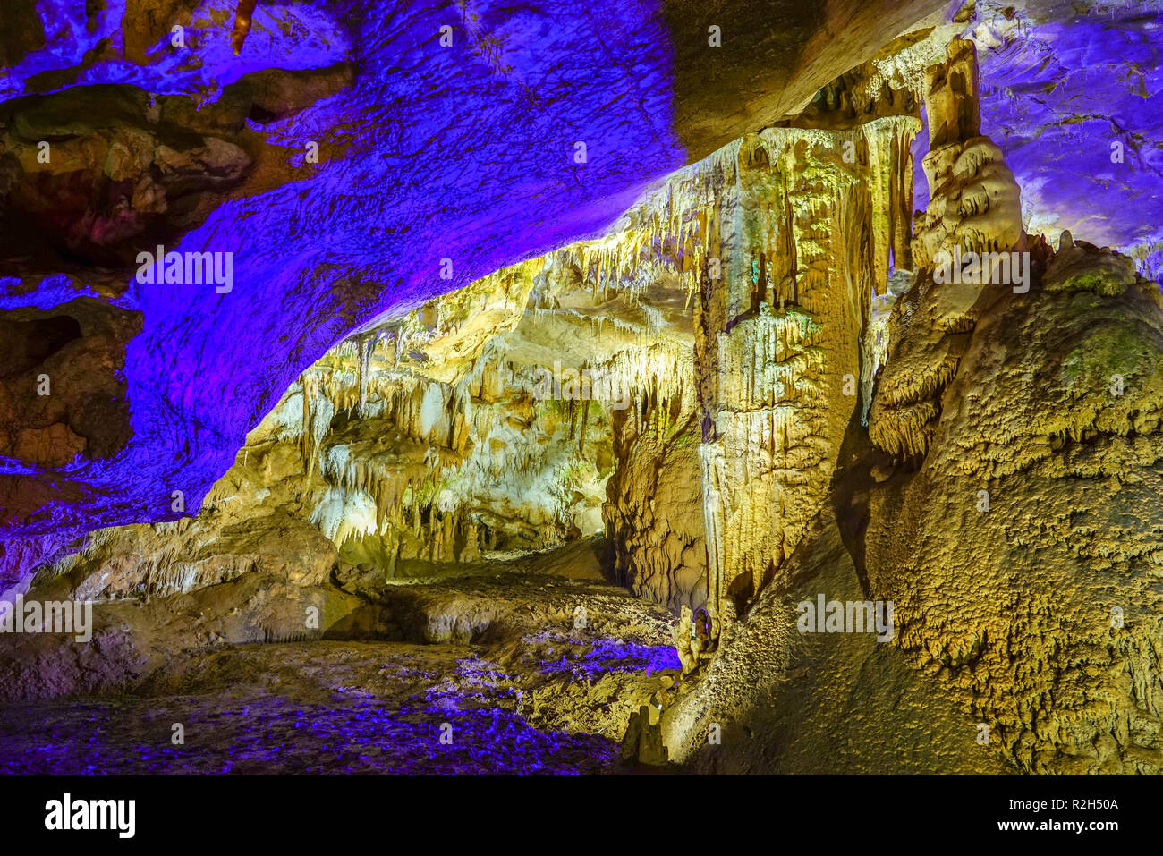 famous prometheus cave near Kutaisi with many stalactites and ...