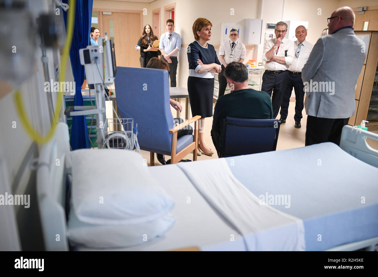 First Minister Nicola Sturgeon talks with medical staff as she opens ...
