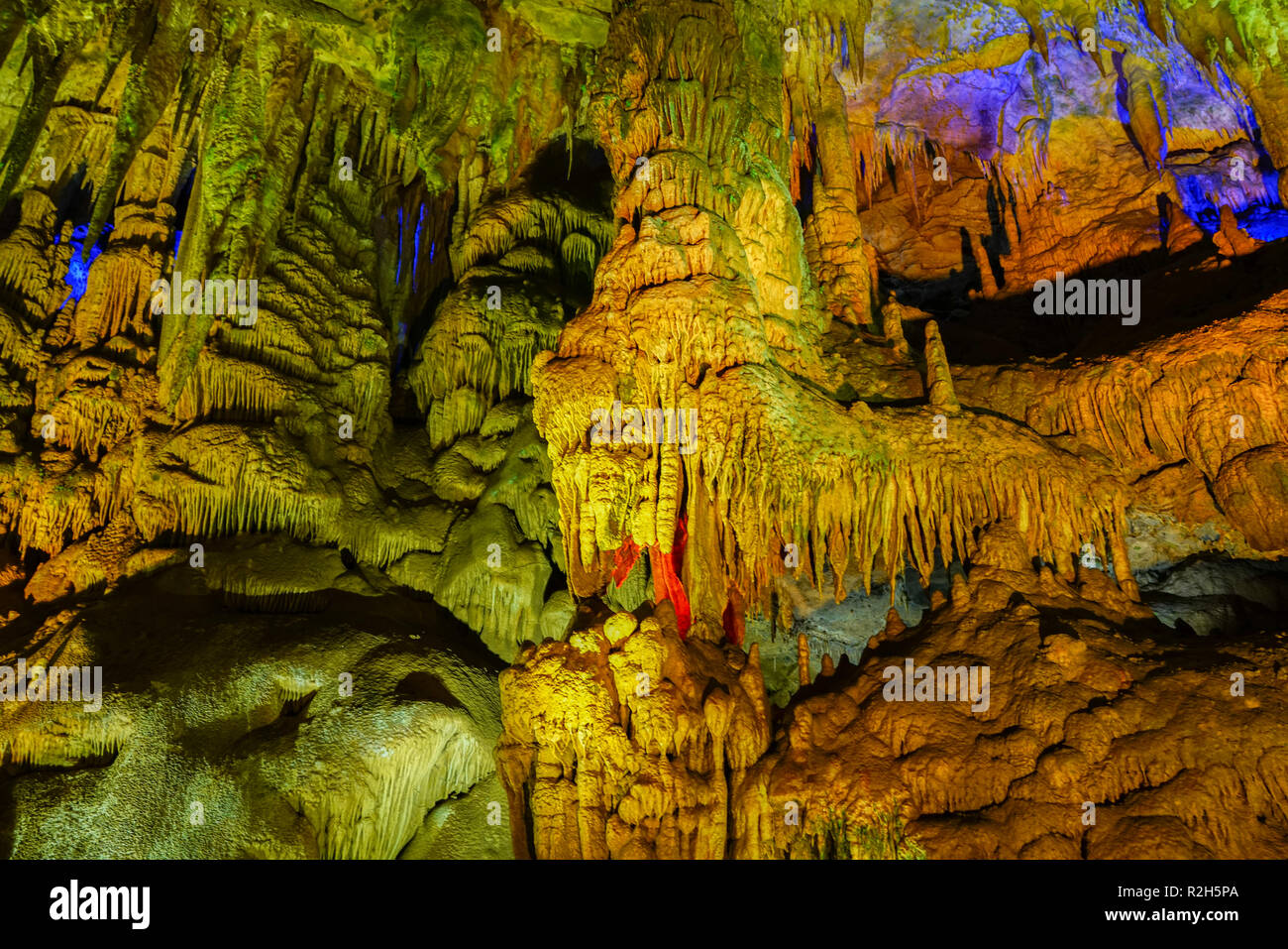 famous prometheus cave near Kutaisi with many stalactites and ...