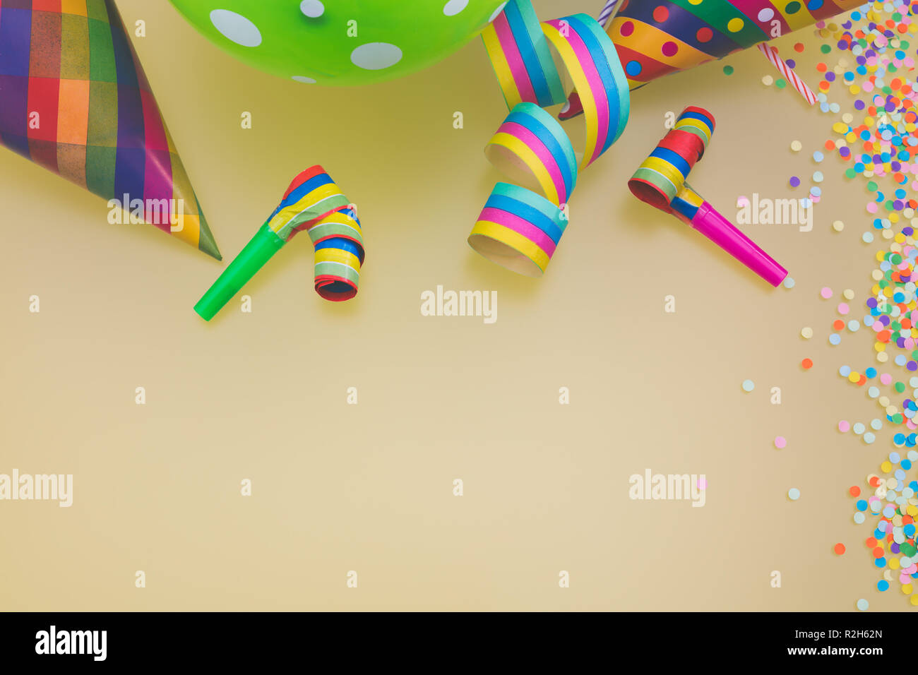 Colorful accessories to fun party on carnival or birthday Stock Photo ...