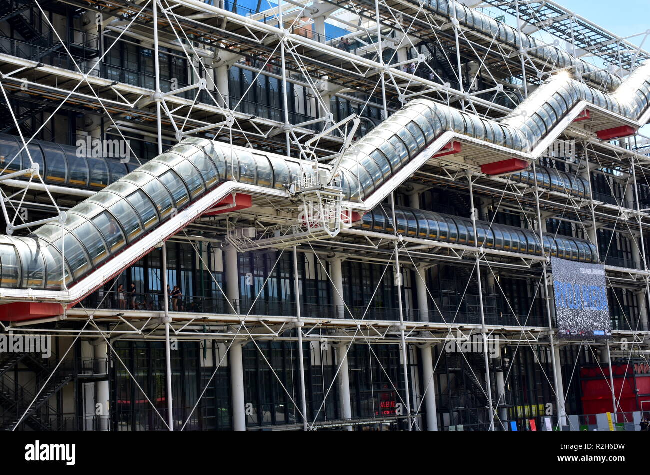 Paris, France. Pompidou Center. Facade and tube escalators Stock Photo ...