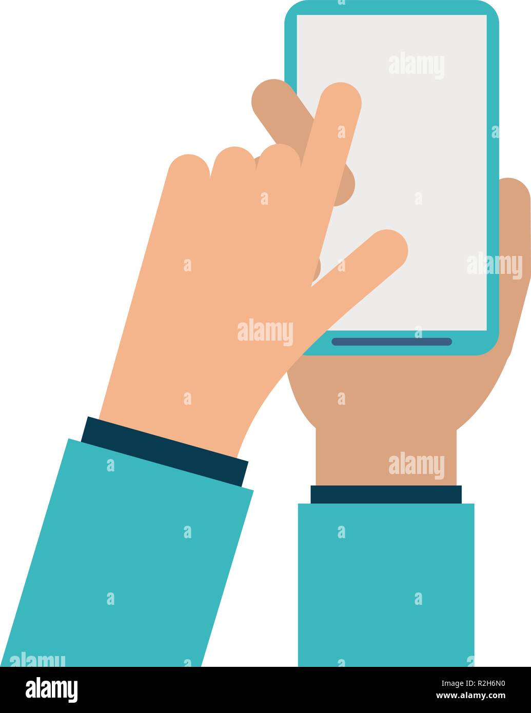 Hands touching smartphone screen vector illustration graphic design ...