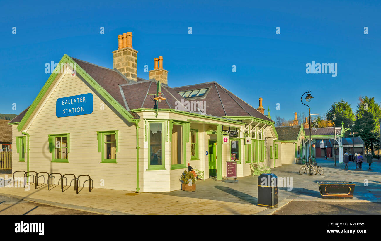 BALLATER ROYAL DEESIDE ABERDEENSHIRE SCOTLAND THE RENOVATED RAILWAY ...