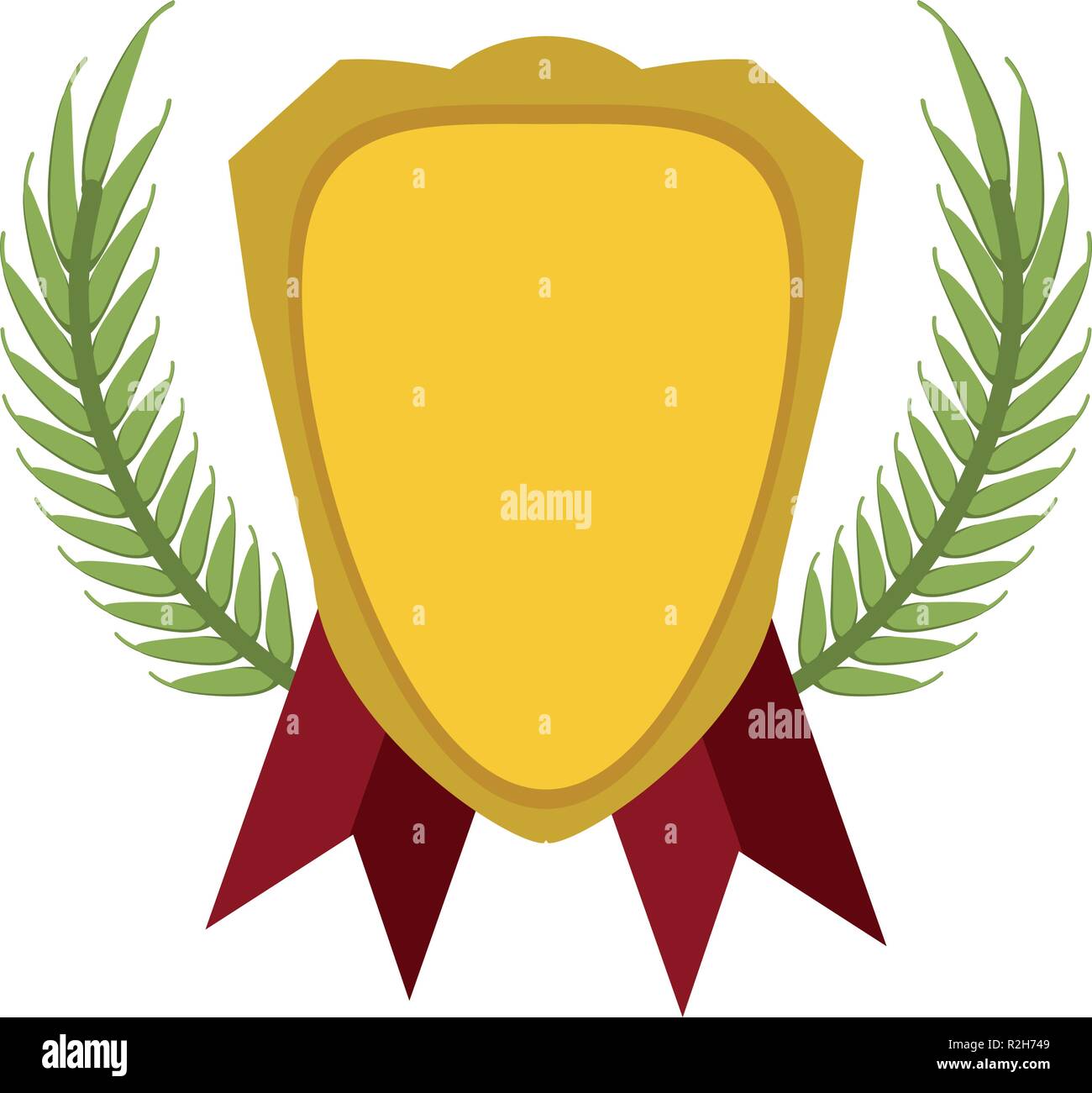 Medal gold badge on leaves wreath vector illustration graphic design ...