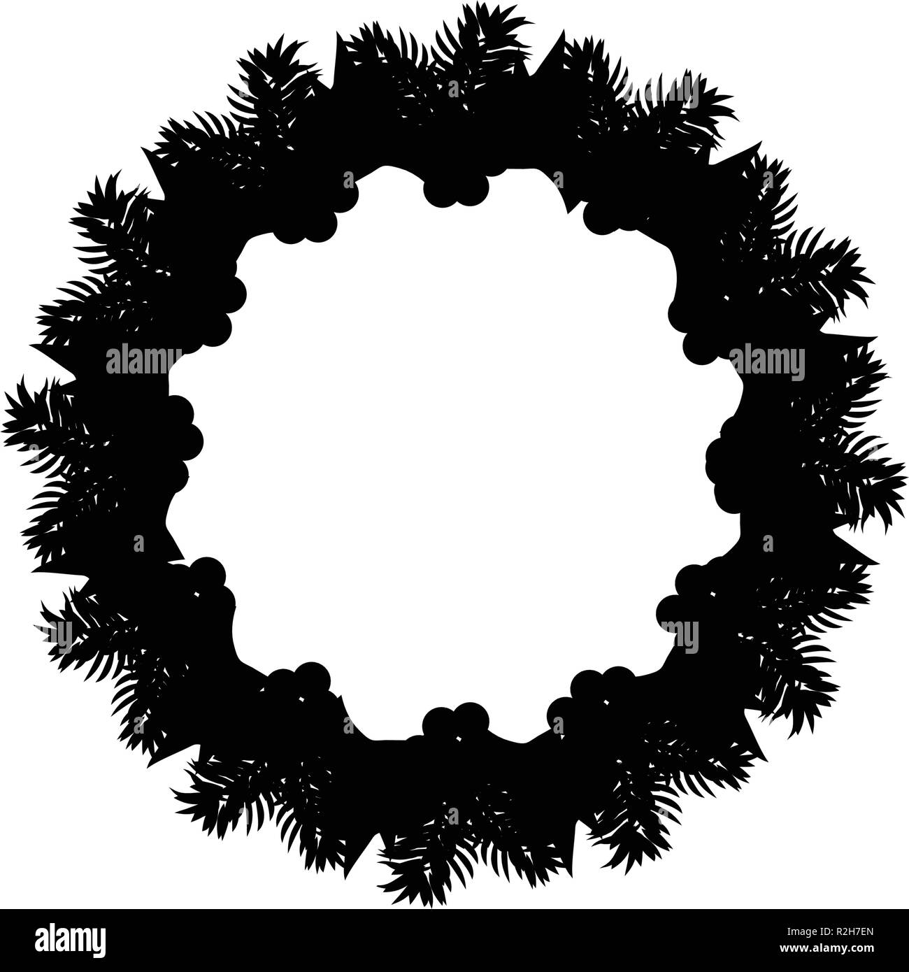 Christmas Wreath With Mistletoe Silhouette Icon Symbol Design. Vector ...